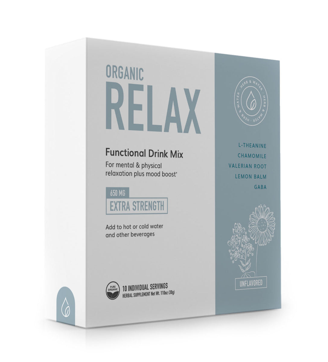 RELAX Drink Mix – 10ct – Herb and Water