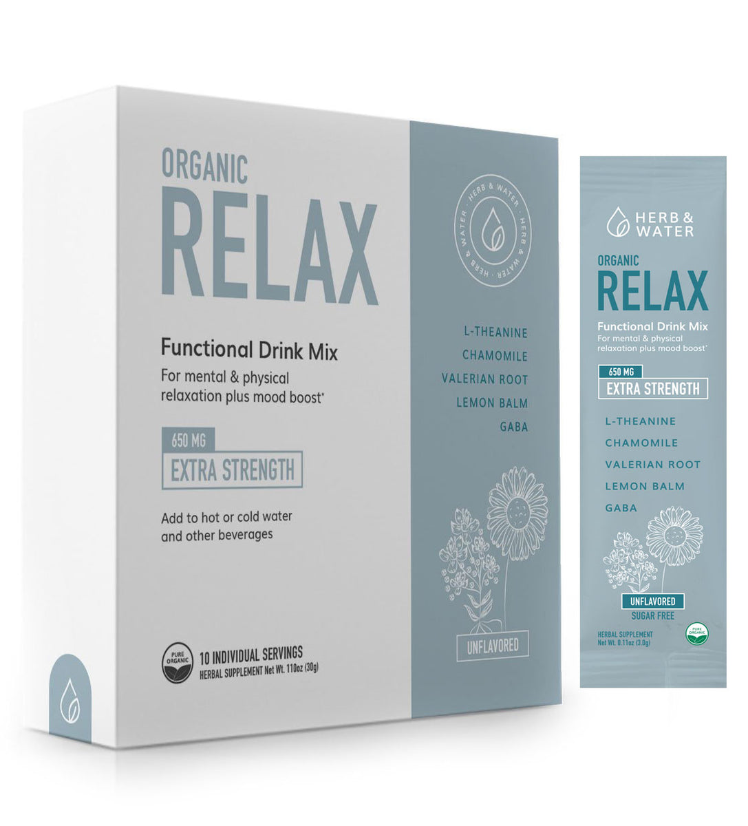 RELAX Drink Mix – 10ct – Herb and Water